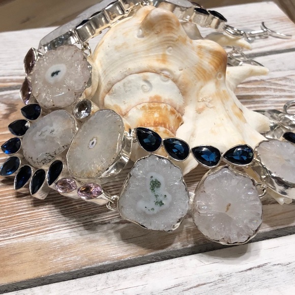 Jewelry | Natural Solar Quartz Sapphire Bib Wsqbib43633 | Poshmark